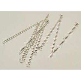 Copper Head T-Pin Shiny Silver, approx 50mm (FD12700-50MM) - AndBead.com