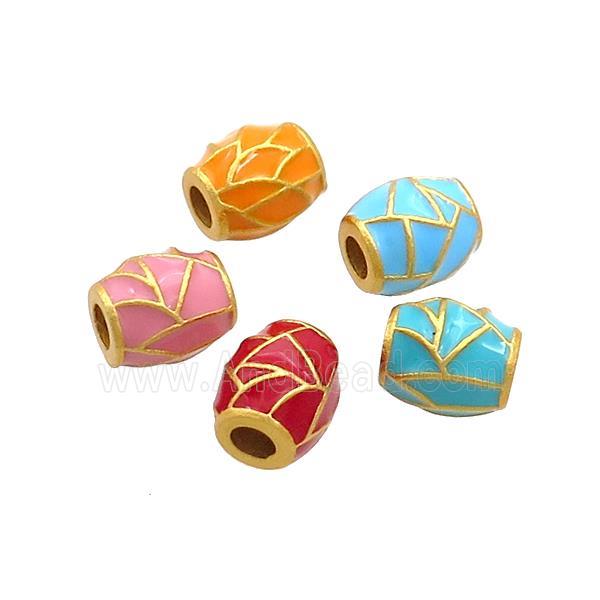 Copper Barrel Beads Enamel 18K Gold Plated Mixed, approx 6-7mm (FD12897 ...
