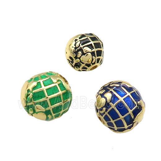 Copper Round Beads Earth Painted Gold Plated Mixed Color, approx 9mm ...
