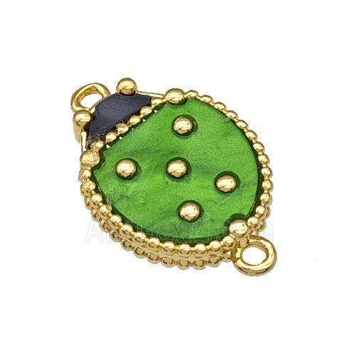 Copper Ladybug Connector Pave Mint Green Resin Gold Plated, approx 13 ...