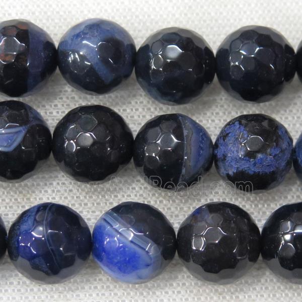 blue Druzy Agate beads, faceted round, approx 14mm dia (GA1719-14MM ...