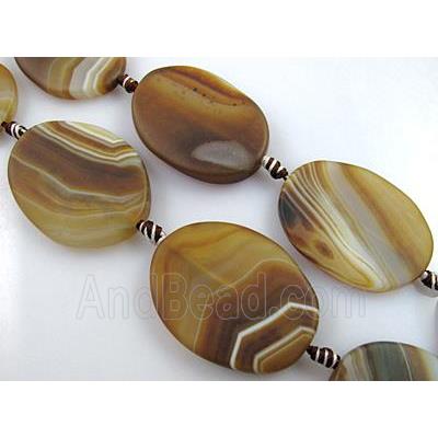 matte coffee Agate Stone beads, oval, 30x40mm, approx 9pcs per st ...