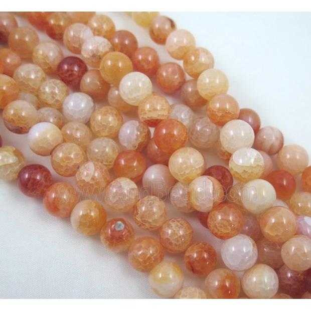 fire agate beads, round, orange, approx 8mm dia, 15.5 inches (GA707-8MM ...
