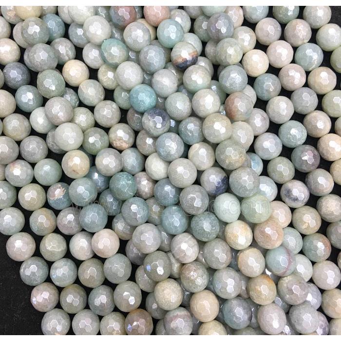 Amazonite stone bead, faceted round, AB color, approx 8mm dia (GB10494 ...