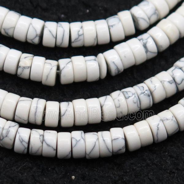 white Howlite Turquoise heishi beads, approx 2x4mm (GB12182) - AndBead.com