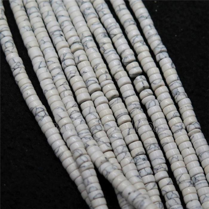 white Howlite Turquoise heishi beads, approx 2x4mm (GB12182) - AndBead.com