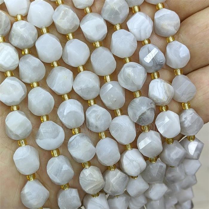 Natural White Crazy Lace Agate Twist Beads S-Shape Faceted, approx 9 ...