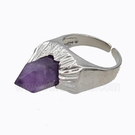 Copper Rings Pave Prism Amethyst Platinum Plated, approx 8mm, 18mm dia ...