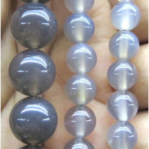 round natural Gray Agate Beads, approx 8mm dia (GMLB1283-8MM) - AndBead.com