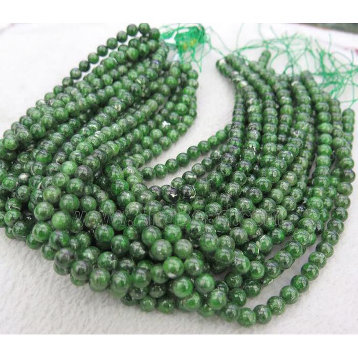 natural Diopside Beads, green, round, approx 8mm dia (GMLB1508 ...